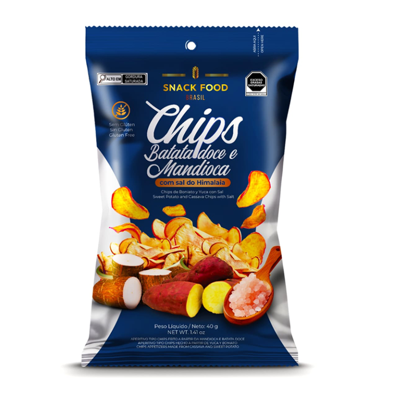 Chips Batata Doce e Mandioca Vegano (200g) - 5 unidades de (40g) (R$5 ...